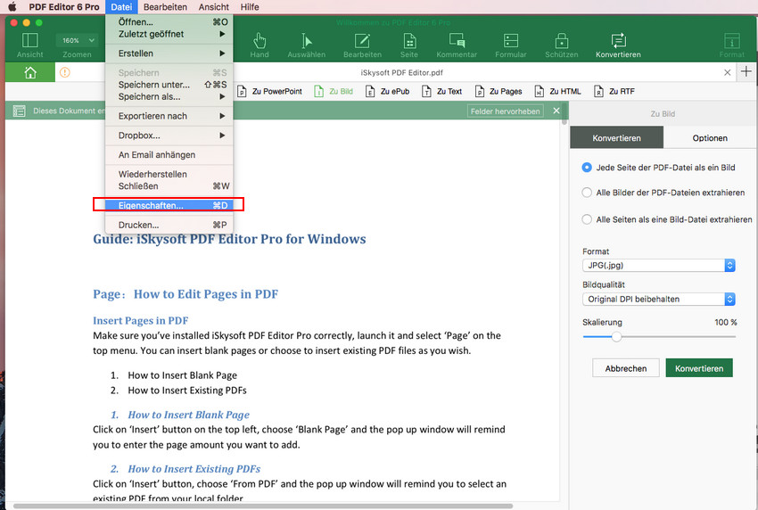 Wie man die Eigenschaften von PDF-Dateien auf einem Mac (Sierra ...