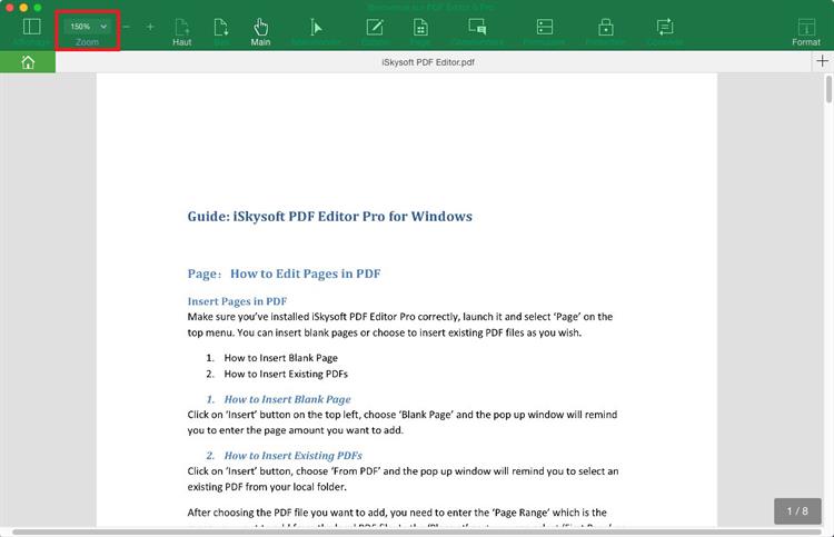 Comment faire pour zoomer le document PDF pour qu'il vous soit convenable